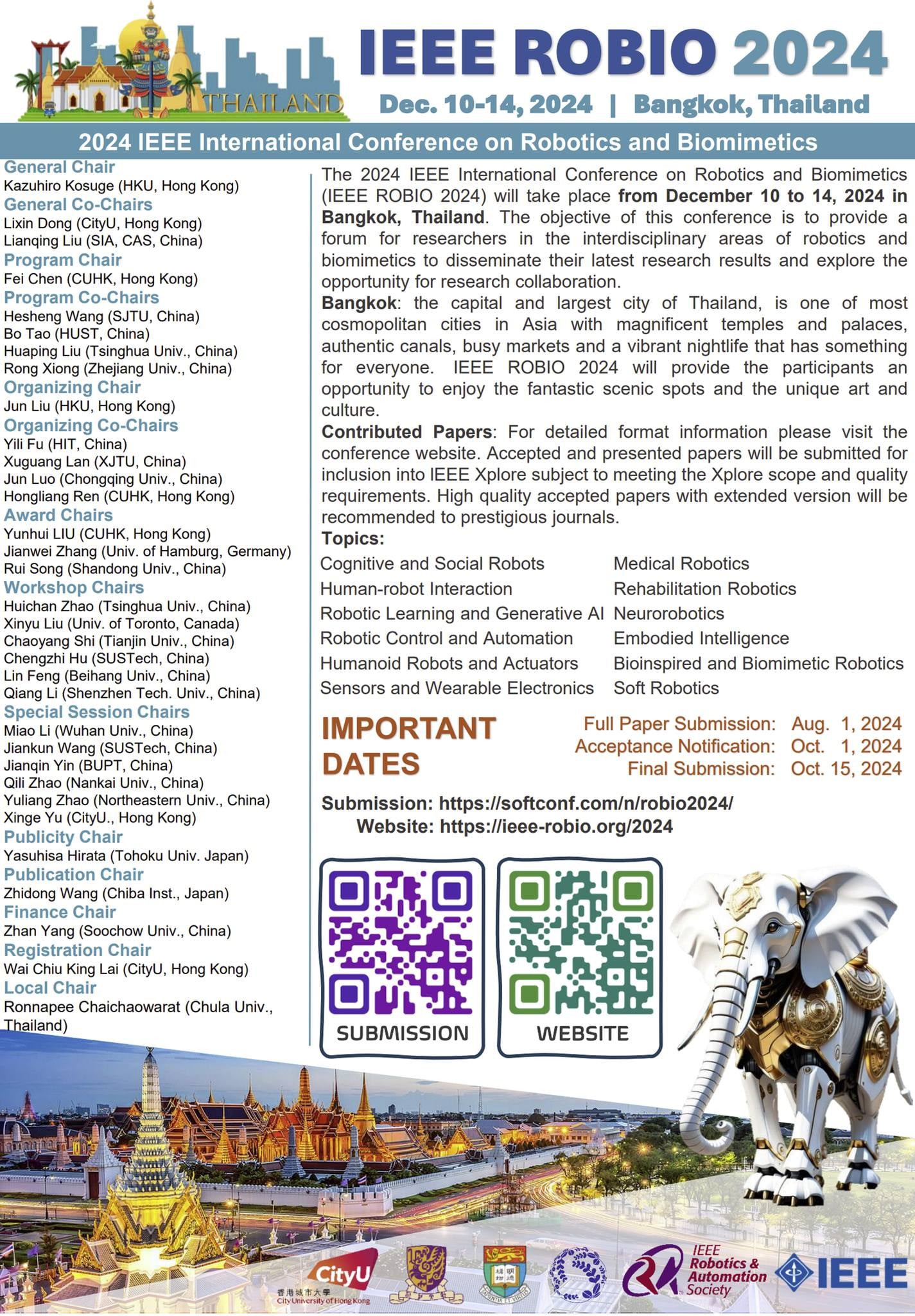 THE 2024 IEEE INTERNATIONAL CONFERENCE ON ROBOTICS AND BIOMIMETICS – Thai Robotics Society